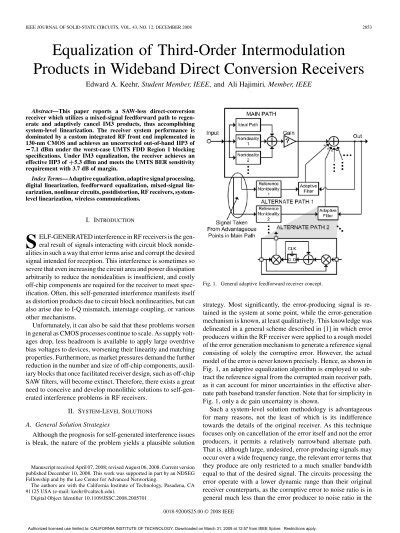 Equalization Of Third Order Intermodulation Products In Wideband