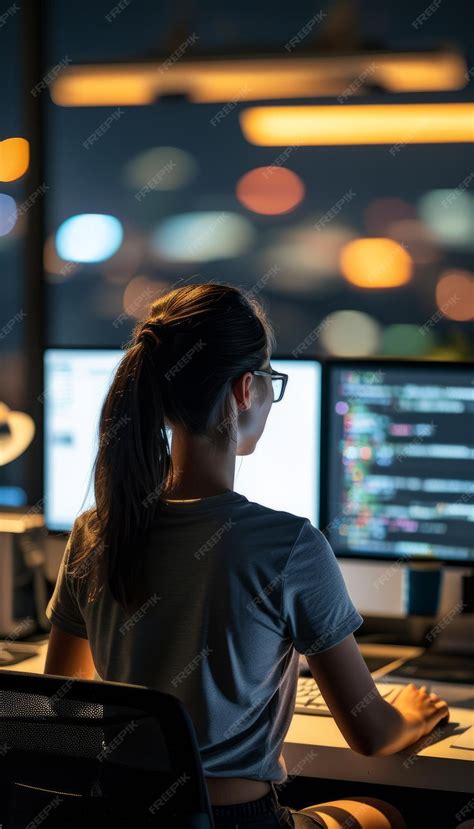 Women Coders Working Late Into The Night Female Software Engineers