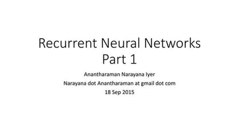 Recurrent Neural Networks Rnns Ppt