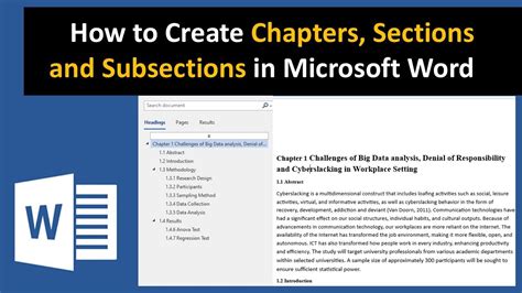How To Create Chapters Sections And Subsections In Microsoft Word Document Youtube