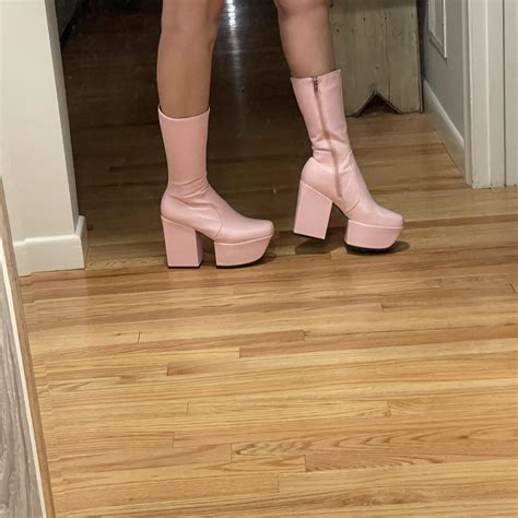 Lamoda Magnolia Chunky Platform Boots In Pink Only Depop