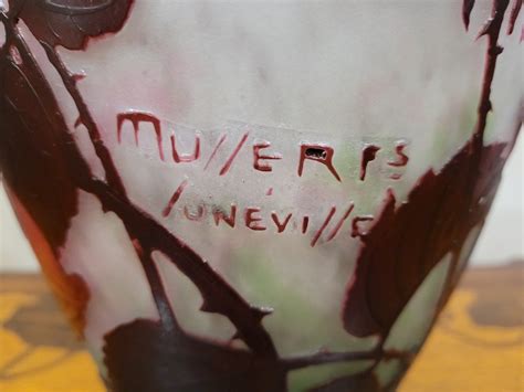 Proantic Vase With Roses Muller Brothers Lunéville