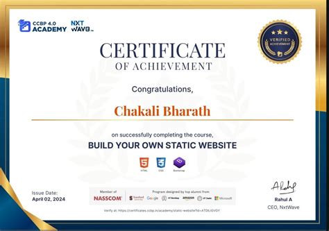Bharath Chakali On Linkedin Pursuing The Static Website Certification Was A Natural Step To