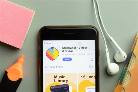 New York Usa 1 December 2020 Sharechat Mobile App Icon On Phone Screen Top View