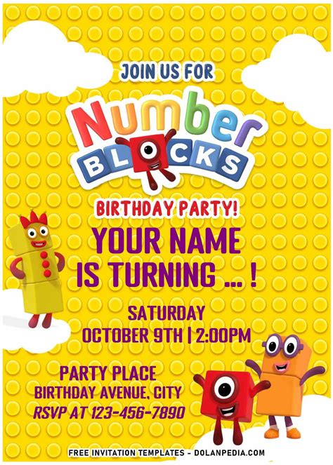 Free Editable Pdf Rainbow Numberblocks Birthday Invitation Templates Numberblocks Birthday Card