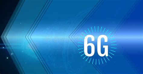 Composition Of 6g Text Over Scope Scanning Blue Glowing Arrows Background Stock Illustration