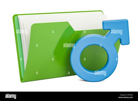 Computer Folder Icon With Male Gender Symbol 3d Rendering Isolated On