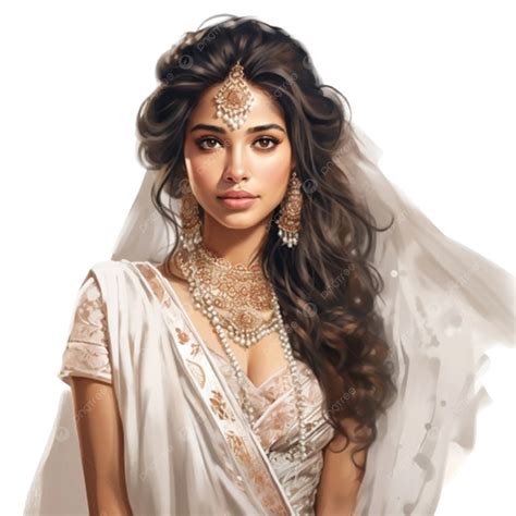 รูปภาพประกอบเจ้าสาวอินเดียวาดด้วยมือ 3 มิติ Png สาวอินเดีย Mekup เจ้าสาว โปร่งใสภาพ Png