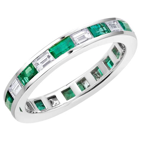 Nally Emerald Shape Diamond Platinum Anniversary Band Ring For Sale At