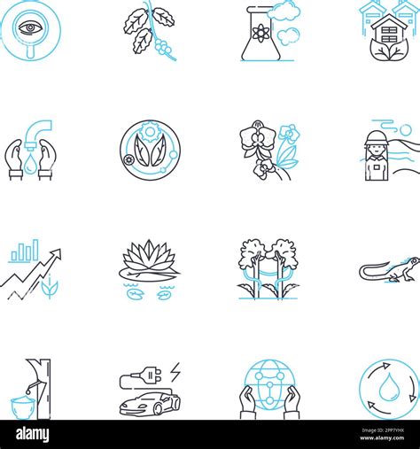 Cultivate Green Habits Linear Icons Set Sustainability Eco Friendly Recycling Conservation