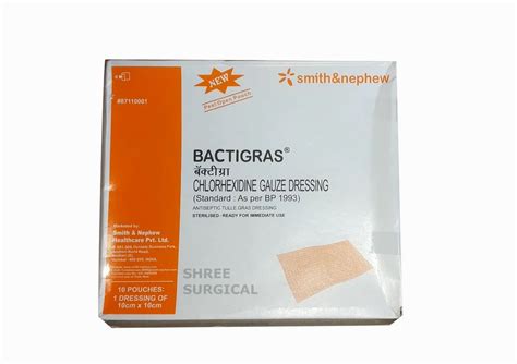 Bactigras Chlorhexidine Gauze Dressing For Medical Size 10 Cm X 10