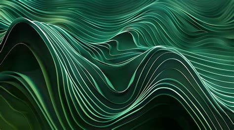 Abstract Green Curve Wave With Line Textured Background Premium Ai Generated Image