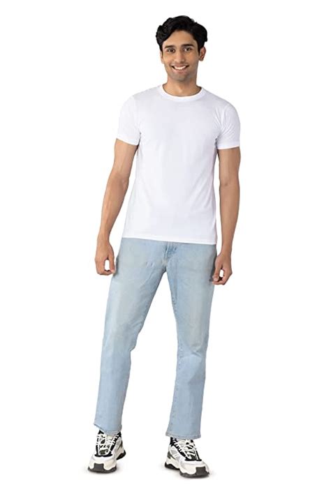 Regular Fit Crew Neck Tees White Blue Black Zupto Store