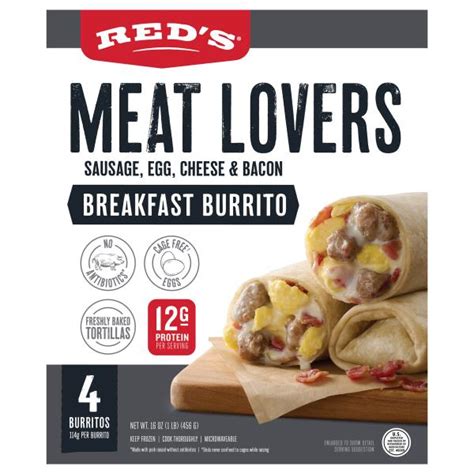Reds Breakfast Burrito Sausage Egg Cheese And Bacon Meat Lovers