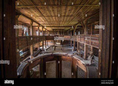 Old Abandoned Wooden Church And Its Interior Partially Demolished