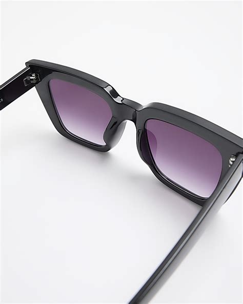 Black Oversized Cat Eye Sunglasses River Island