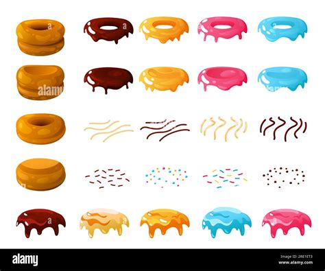 Donut Cake Kit Cartoon Bakery Sweet Doughnut Types Colorful Glazed