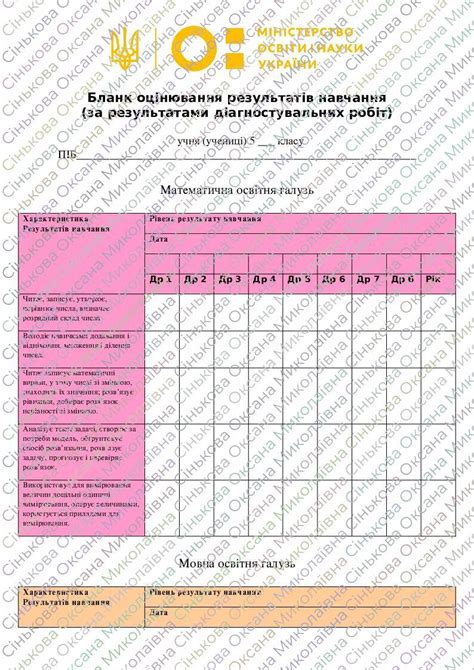 Свідоцтво досягнень для 5 класу НУШ та Бланк оцінювання Інші методичні матеріали Педагогіка