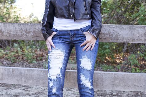 Leather Ripped Jeans Rachel Talbott