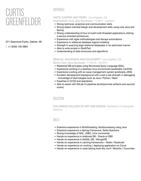 Core Java Developer Resume Samples Velvet Jobs