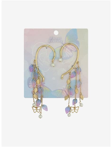 Sweet Society Butterfly Leaf Drop Ear Cuff Set Hot Topic