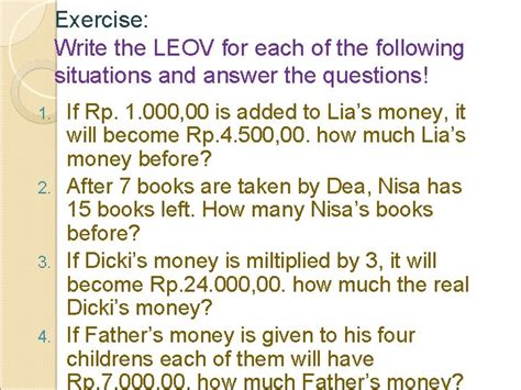 Linear Equation With One Variable Leov Learning Objectives
