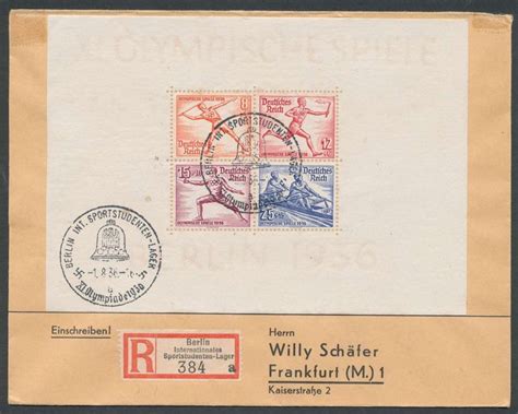 Germany German Empire German Reich 1936 Olympia Block On First Day