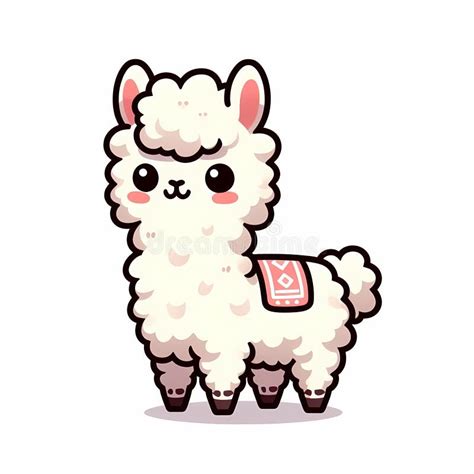 Cute Chibi Llama Illustration In Flat Style White Background Stock