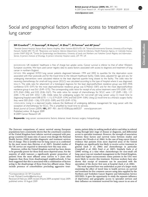 Pdf Social And Geographical Factors Affecting Access To Treatment Of Lung Cancer