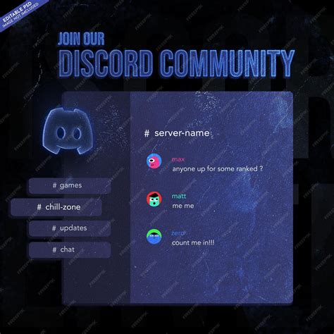 Premium Psd Discord Server Mockup Grunge Design Promo Banner