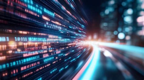 Generative Ai Dynamic Abstract Representation Of Data Streaming With Binary Numbers Highlighting