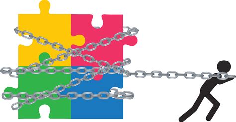 Problem Solving Concept Person Pulling Chained Puzzle Pieces 41417130