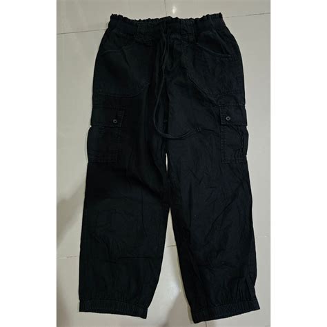 กางเกงคาร์โก้สีดำขาจั๊มแบรนด์uniqlo ยูนิโคล่ Shopee Thailand