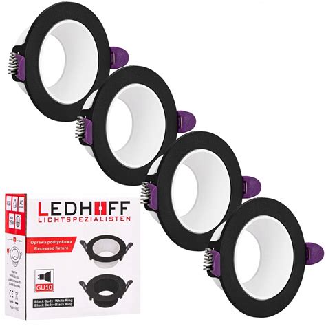 Set 4 Spoturi Ledhoff 35w Gu10 85x35mm Fara Bec Negru Alb Emag Ro