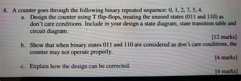 Solved A Counter Goes Through The Following Binary Chegg
