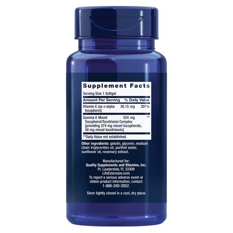 Life Extension Gamma E Mixed Tocopherols And Tocotrienols