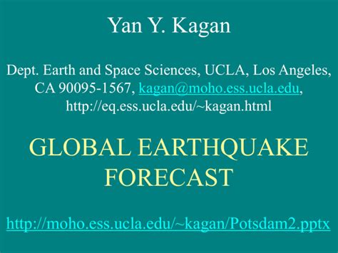Statistical Earthquake Forecasts