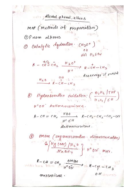 Notes On Alcohol Phenol And Ether Class 12 Notes Learnpick India
