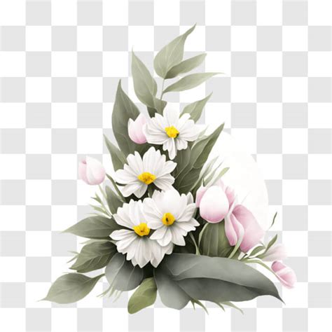Baixe Lindo Buquê De Flores Brancas E Rosas Em Formato De Lua Crescente