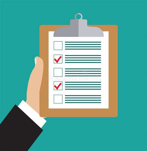 Hand Holding Clipboard With Checklist And Pencil Stock Vector