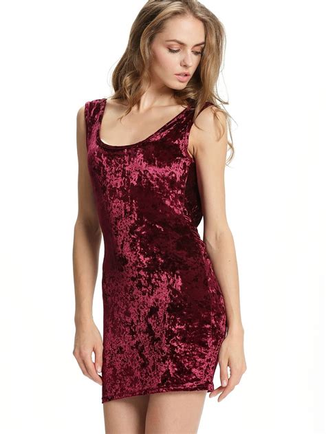 Red Scoop Neck Sleeveless Backless Bodycon Dress Sheinsheinside