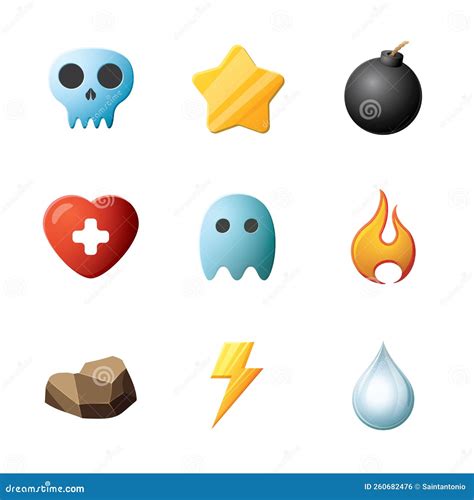 Game Ui Assets Set Gaming User Interface Icons Collection Stock Vector Illustration Of Health