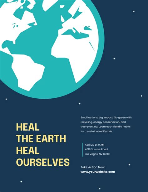 Blue Yellow Illustrated Earth Day Poster Venngage