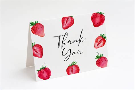 Strawberry Thank You Card The Invite Lady