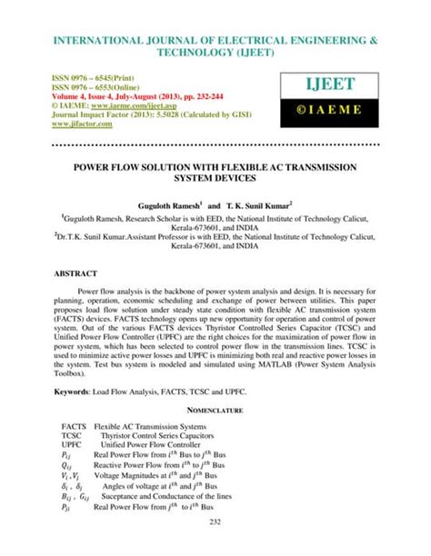 power flow solution with flexible ac transmission system devices pdf