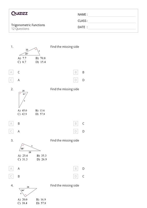 50 Derivatives Of Trigonometric Functions Worksheets For 11th Year On
