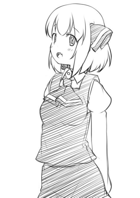 Safebooru 1girl Arms Behind Back Blush Fang Hair Ribbon Looking At