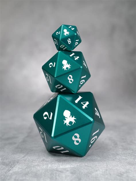 Vulcan 75mm Green Precision Aluminum Single D20 Kraken Dice
