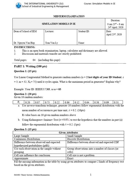 2simulation Midterm 2020 SỐ CỦa ChỊ LÀ 24 Pdf Chi Squared Test Scientific Method