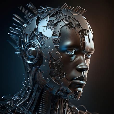 Premium AI Image | Cyborg head using artificial intelligence to create digital interface 3D ...